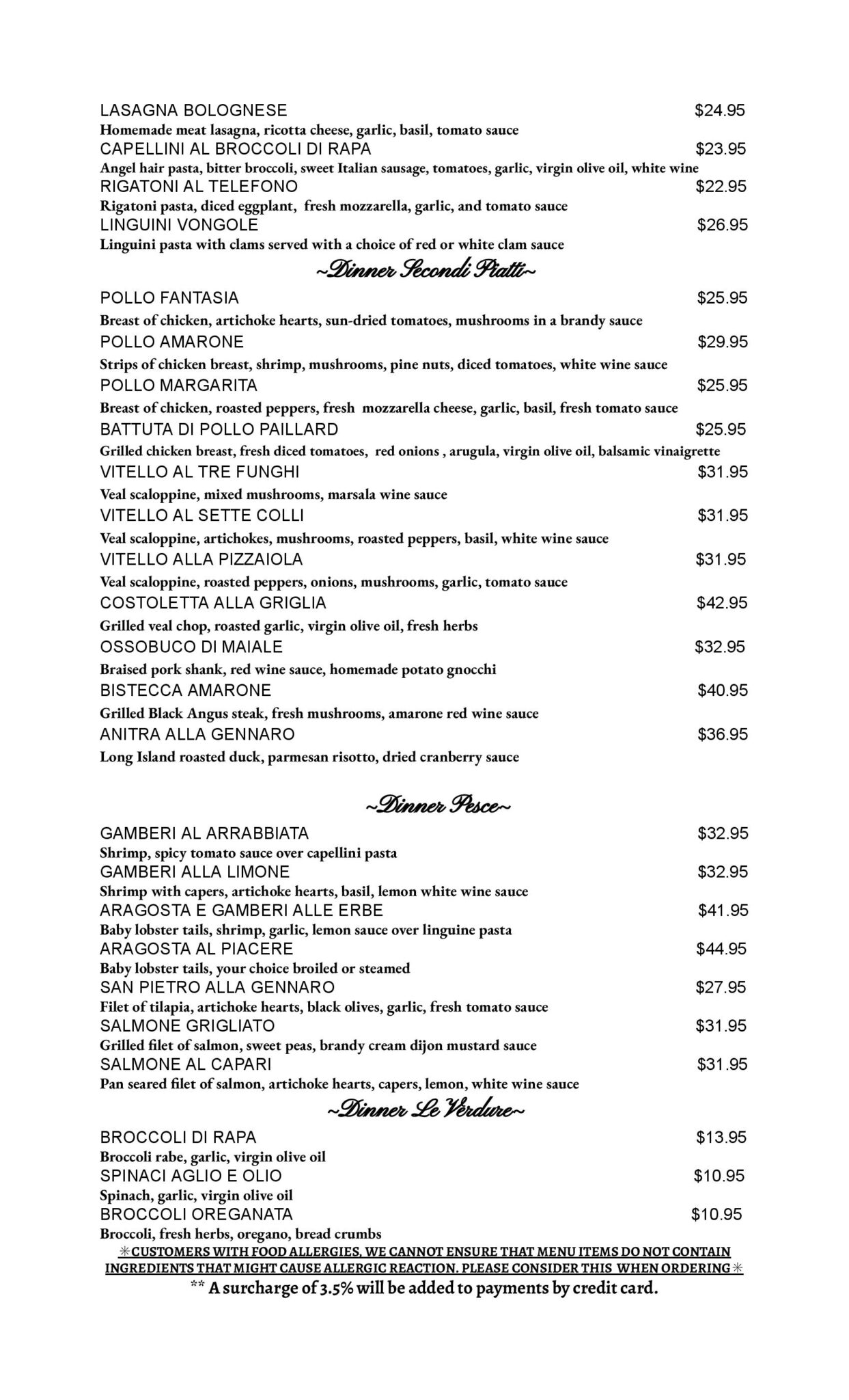 Dinner Menu - Amarone Ristorante | Authentic Italian Cuisine in Teaneck ...